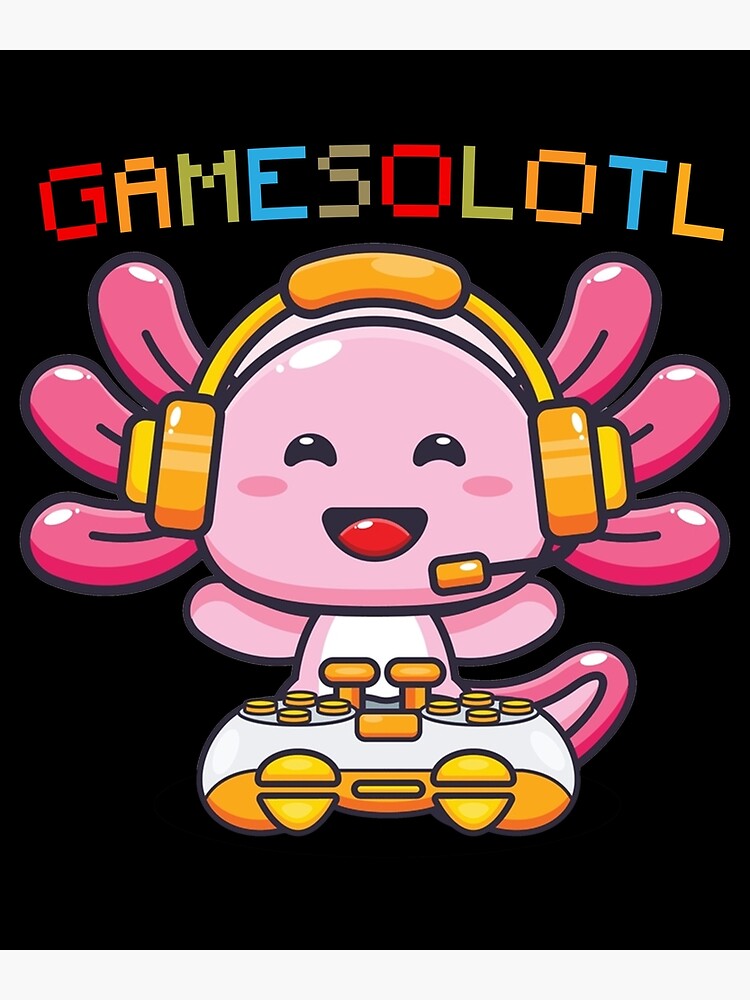 "Gamesolotl Axolotl Fish Playing Video Game Gamers Kawaii Anime " Art ...