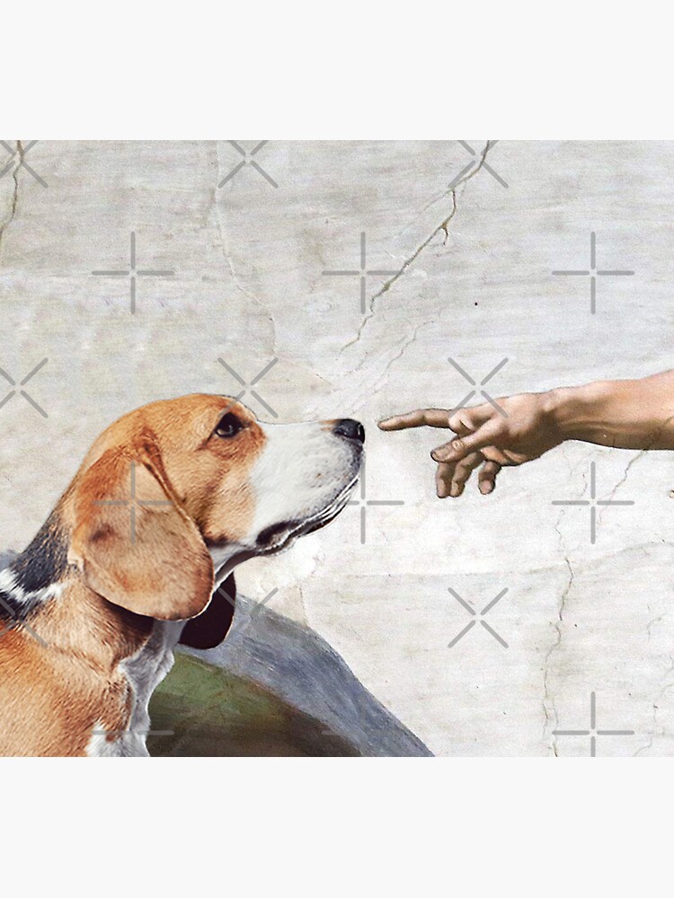 "Michelangelo Dog The Creation Of Adam Art Meme" Art Print for Sale by ...