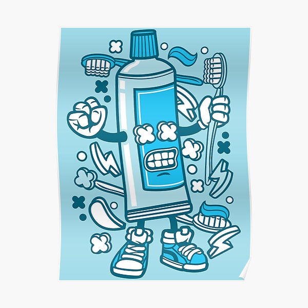 "Angry Toothpaste With Hand and Shoes" Poster for Sale by Ayian | Redbubble