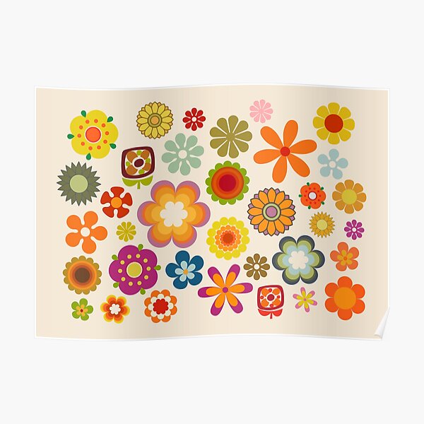 "Retro Flowers" Poster for Sale by newburyboutique | Redbubble