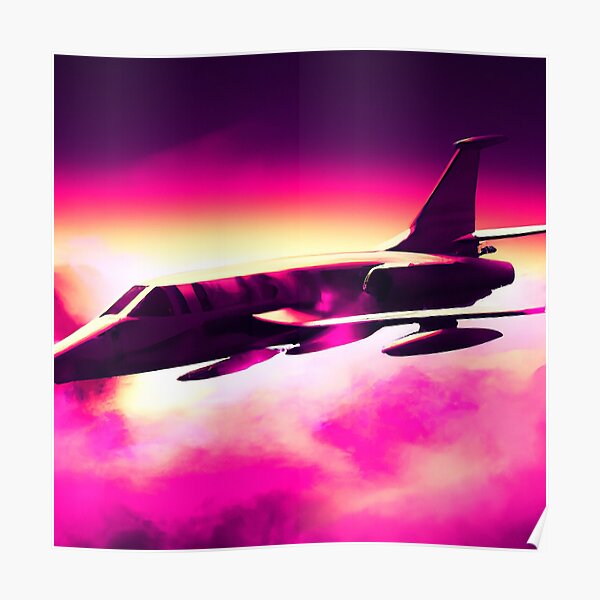 "Jet with Pink Sunset Background" Poster for Sale by Nektarino | Redbubble