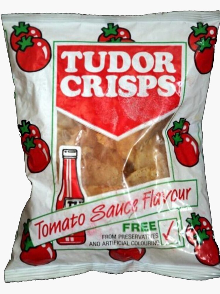 "Tudor Crisps - Tomato Sauce Flavour " Sticker for Sale by Linkfrank199 ...