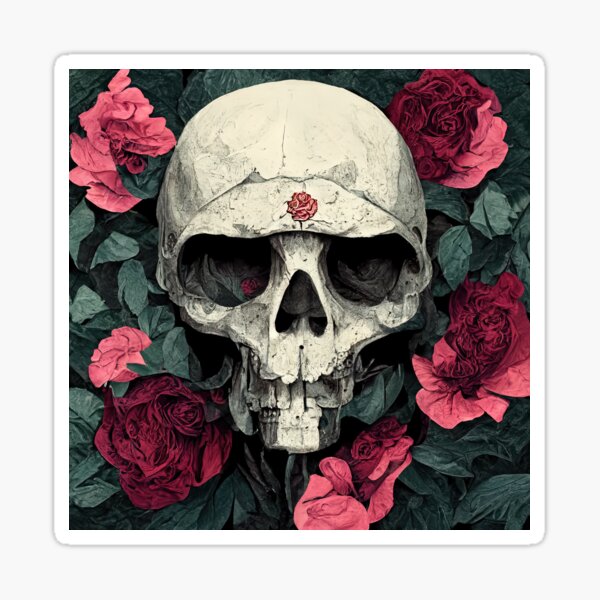 "winter skull - skulls and roses" Sticker for Sale by Chillapy | Redbubble