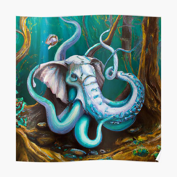 "Elephant-Octopus" Poster for Sale by Nektarino | Redbubble