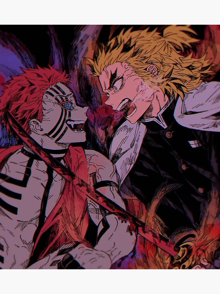 "Rengoku vs. Akaza Fighting | Kimetsu No Yaiba" Poster for Sale by ...
