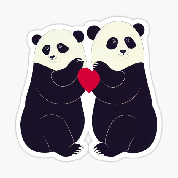 "Panda Bears in Love" Sticker for Sale by wonderlandshops | Redbubble