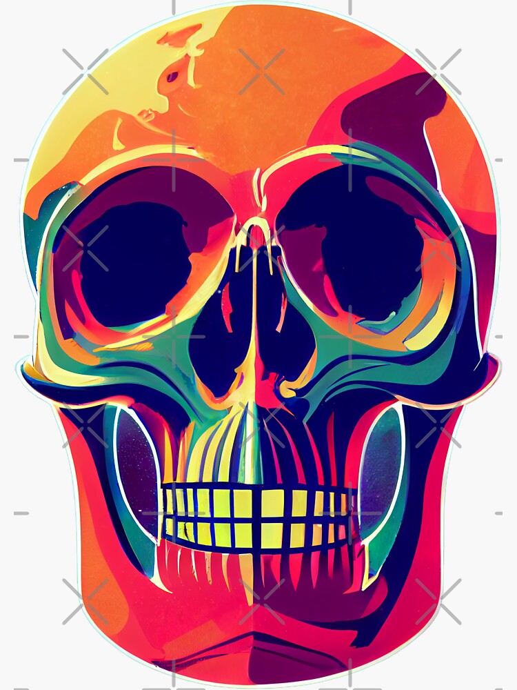 "Neon Skull logo" Sticker for Sale by AiEvolution | Redbubble
