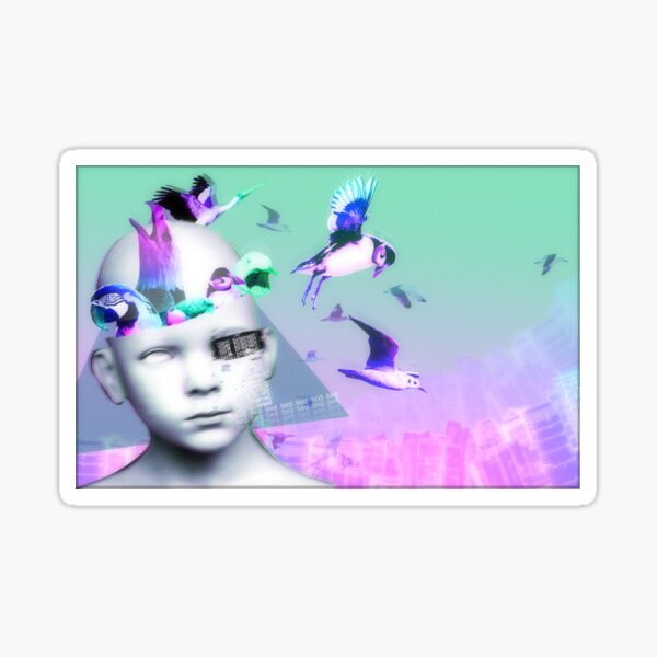 "Bird Brain Wormwave Vaporwave Edit" Sticker for Sale by Wormbert ...