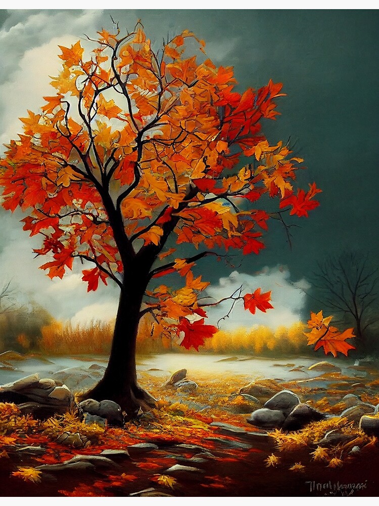 "Simple fall tree scene painting" Poster for Sale by UnlockingDesign ...