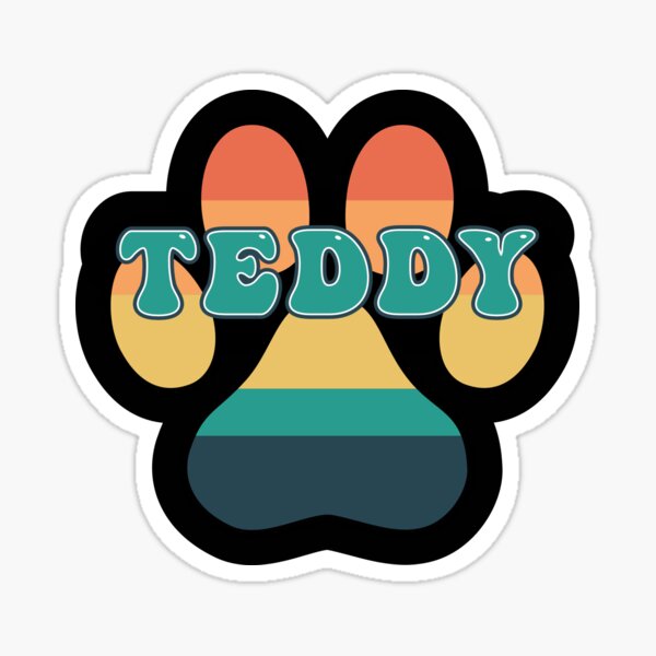 "Teddy Dog Name Vintage Sunset Paw Prints on Black - Teddy Dog Name ...