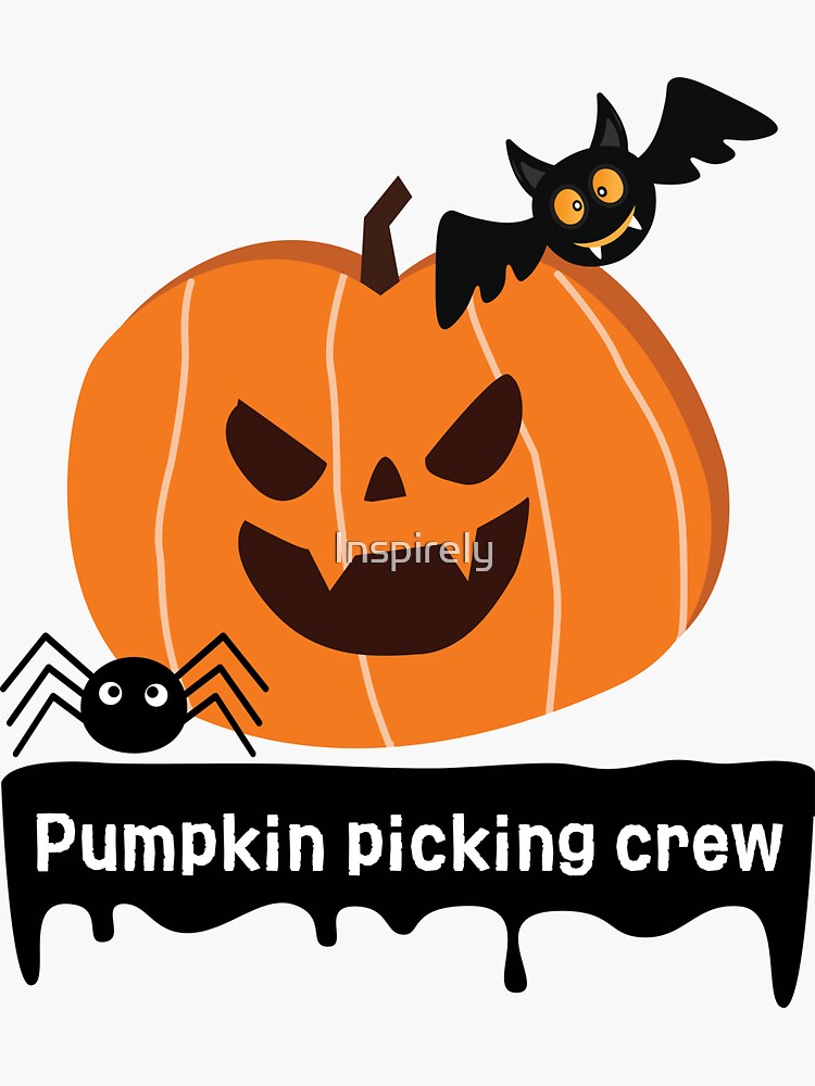 "pumpkin picking crew" Sticker for Sale by Inspirely | Redbubble
