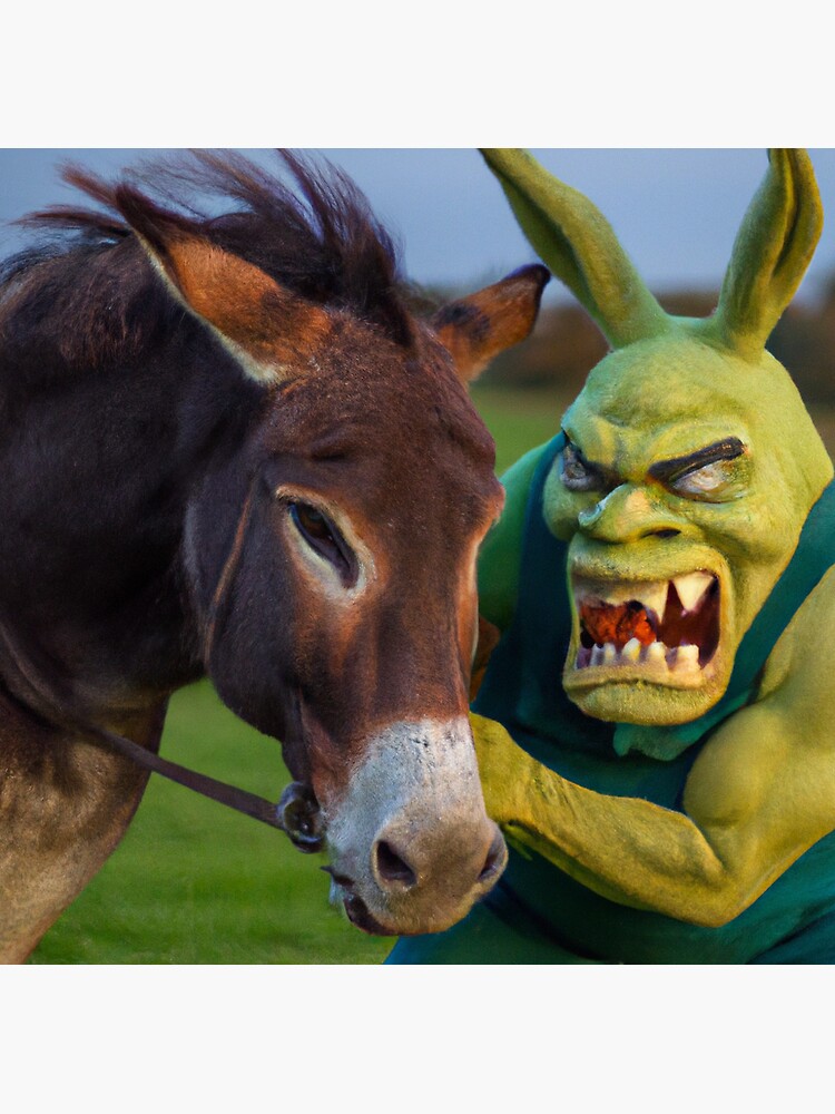 "Scary Realistic Shrek with Donkey" Sticker for Sale by Kathyzhong ...