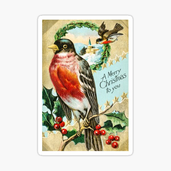 "Vintage Christmas Robin" Sticker for Sale by Asta-Design | Redbubble