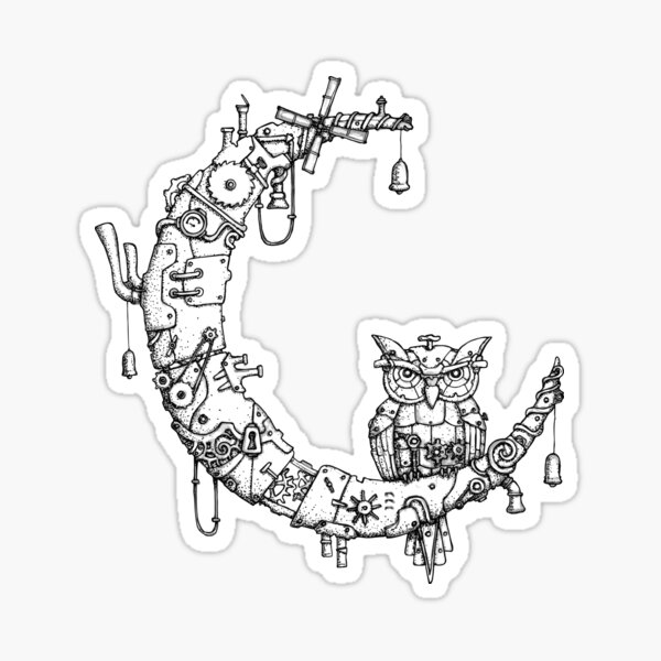 "Steampunk Moon Clockwork illustration" Sticker for Sale by SamDeacon ...