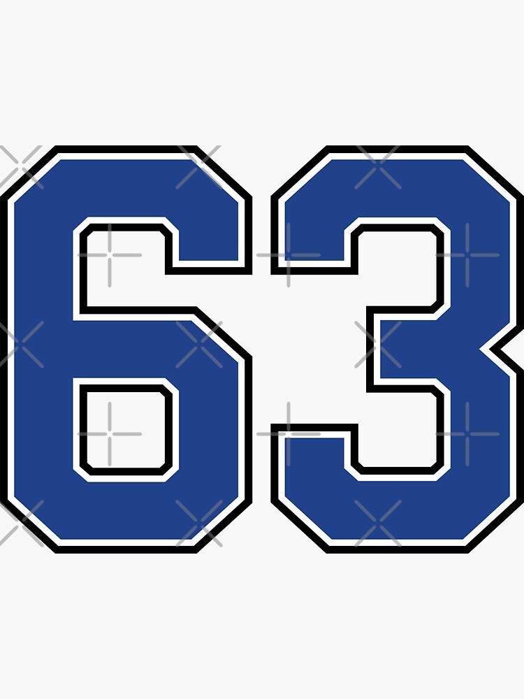 "Number 63 lucky sports jersey sixty three" Sticker for Sale by ...