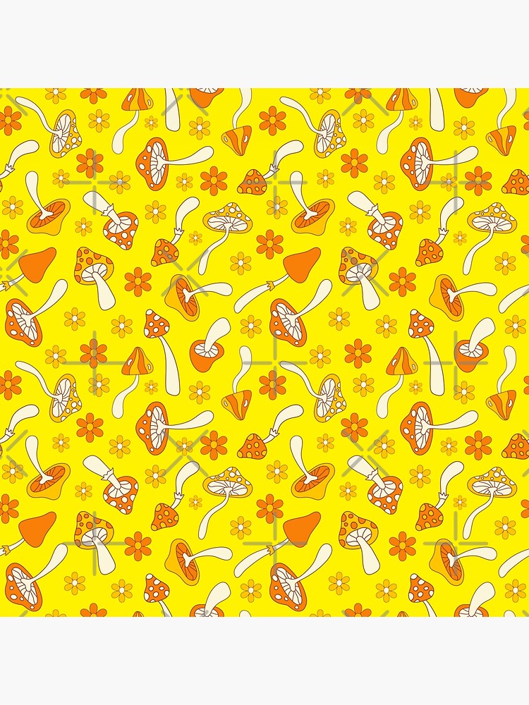 "Mushroom Retro Cottagecore pattern Yellow" Poster for Sale by ...