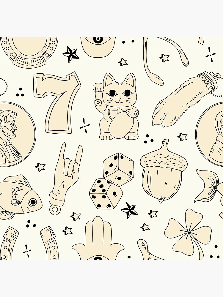 "Lucky Tattoo, antique white " Sticker for Sale by YellyJelly | Redbubble