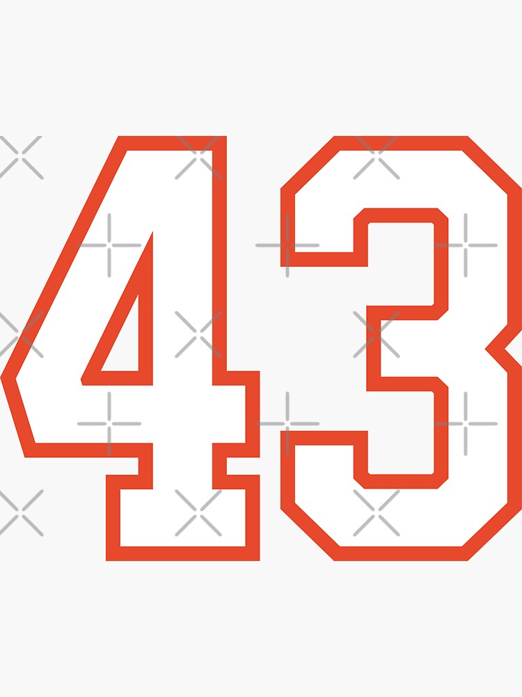 "Sports Number 43, white orange color lucky sport forty three" Sticker ...
