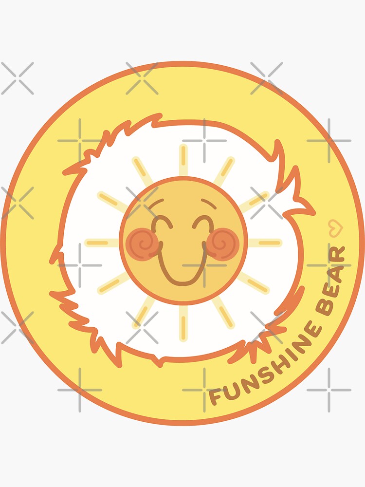 "Funshine Caring Bear Badge" Sticker for Sale by brittanykald | Redbubble