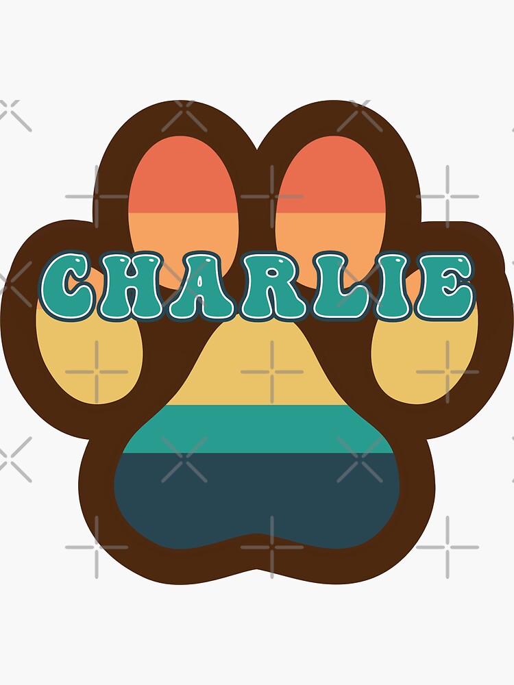 "Charlie Dog Name Vintage Sunset Paw Prints on Brown - Charlie Dog Name ...