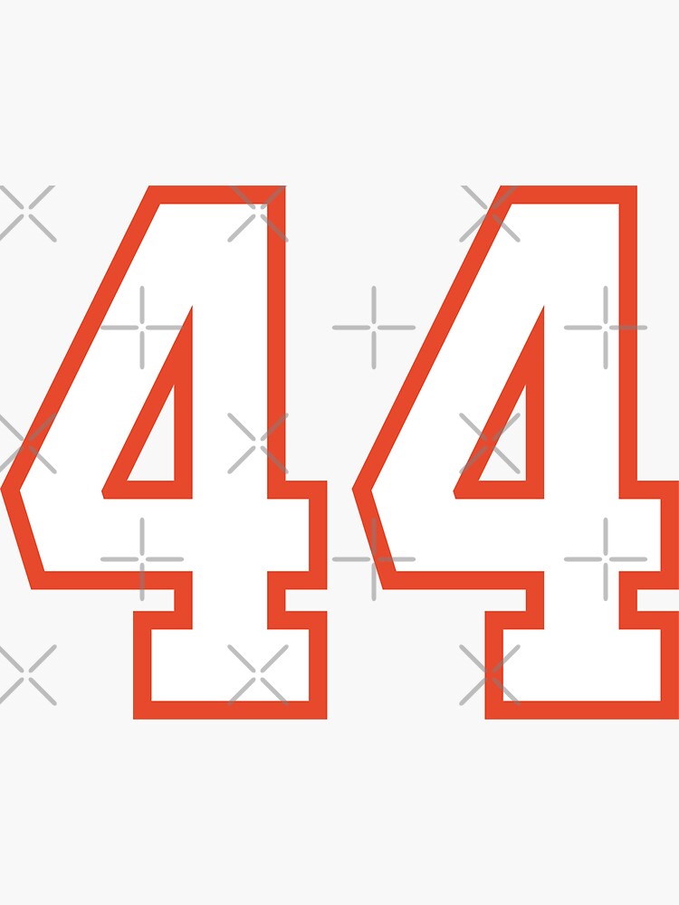 "Sports Number 44, white orange color lucky sport forty four" Sticker ...