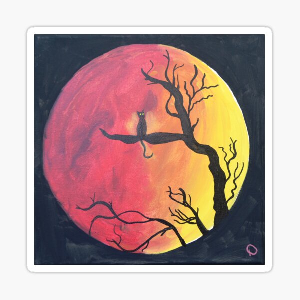 "Black Cat Moon - Original artwork Dody Denman" Sticker for Sale by ...