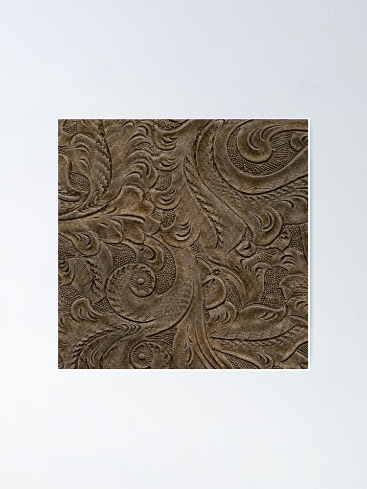"Western Tooled Leather Design - Brown" Poster for Sale by ...