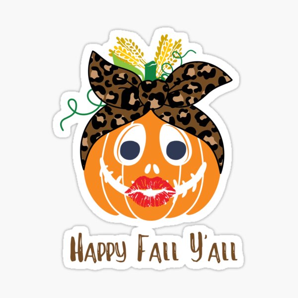 "Happy Fall Y'all Pumpkin Face" Sticker for Sale by Thewelllife | Redbubble