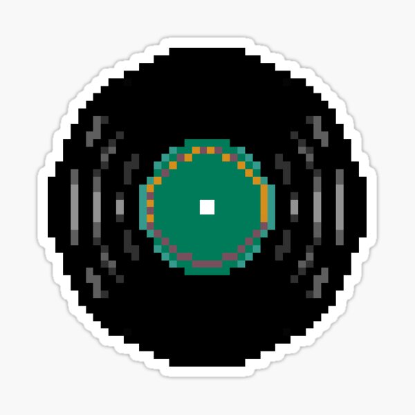 "Pixel Vintage Record (Green)" Sticker for Sale by pixel-chick | Redbubble