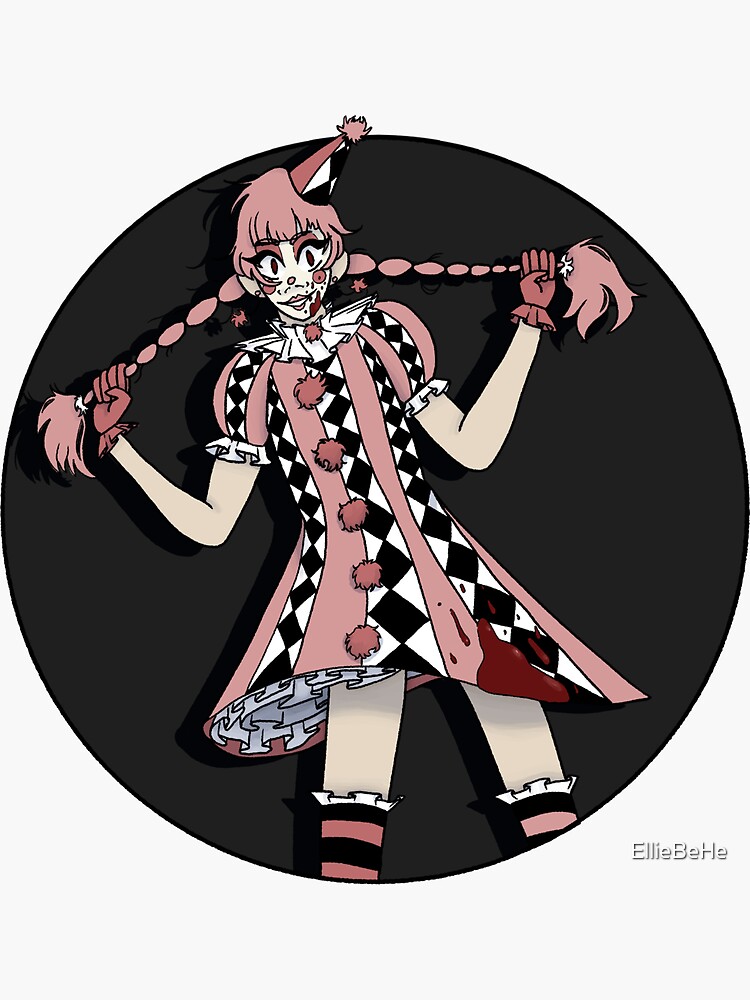 "Scary Pink Circus Clown Girl" Sticker for Sale by EllieBeHe | Redbubble