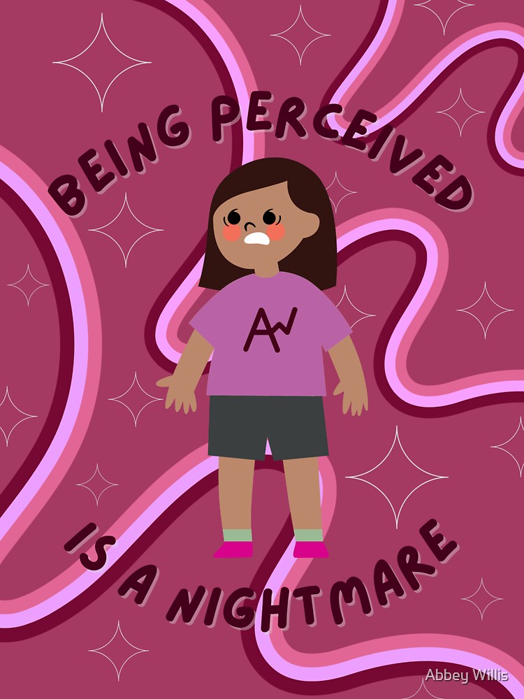 "Being Perceived is a Nightmare Purple Illustration" Sticker for Sale ...