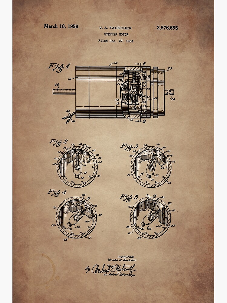 "Vintage stepper motor patent " Poster for Sale by acuDesigns | Redbubble