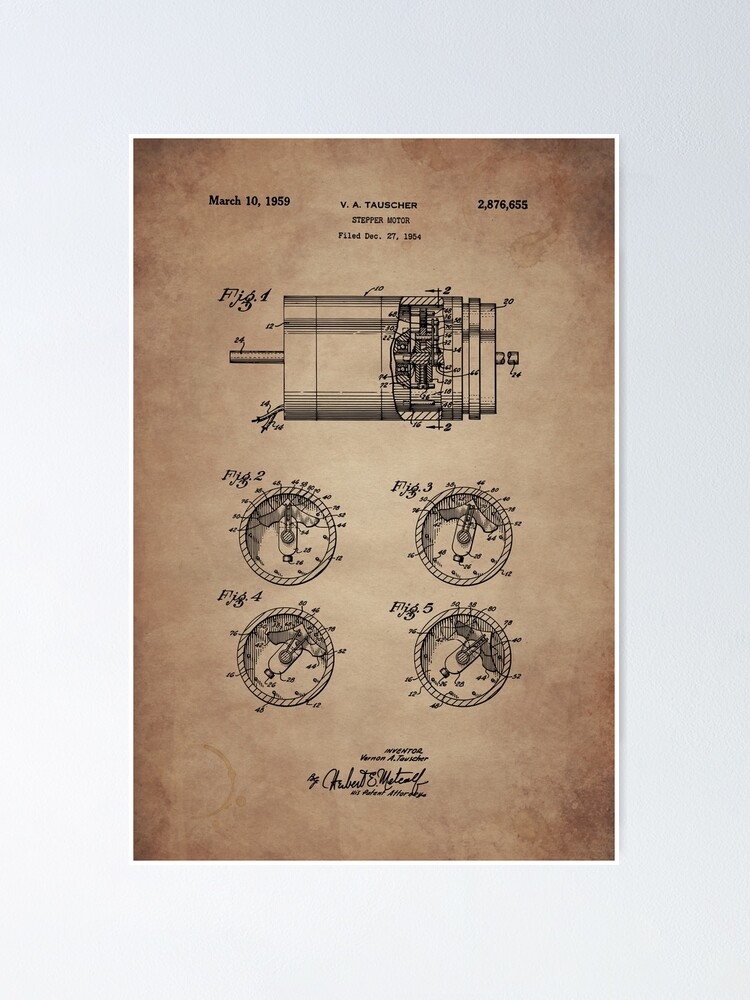 "Vintage stepper motor patent " Poster for Sale by acuDesigns | Redbubble