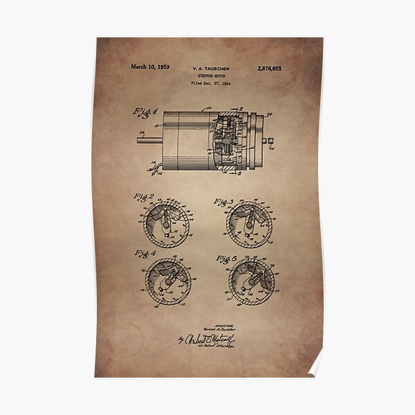 "Vintage stepper motor patent " Poster for Sale by acuDesigns | Redbubble