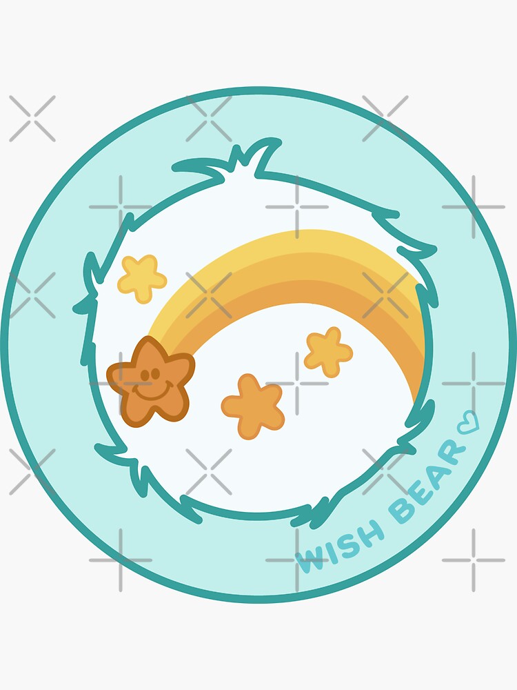 "Wish Caring Bear Badge " Sticker for Sale by brittanykald | Redbubble