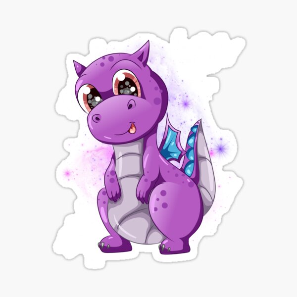 "Cute Purple Dragon" Sticker for Sale by The Love Quill | Redbubble