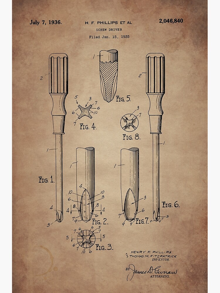 "Phillips screw driver patent" Poster for Sale by acuDesigns | Redbubble