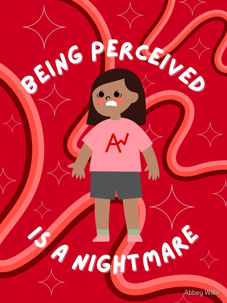 "Being Perceived is a Nightmare Red Illustration" Sticker for Sale by ...
