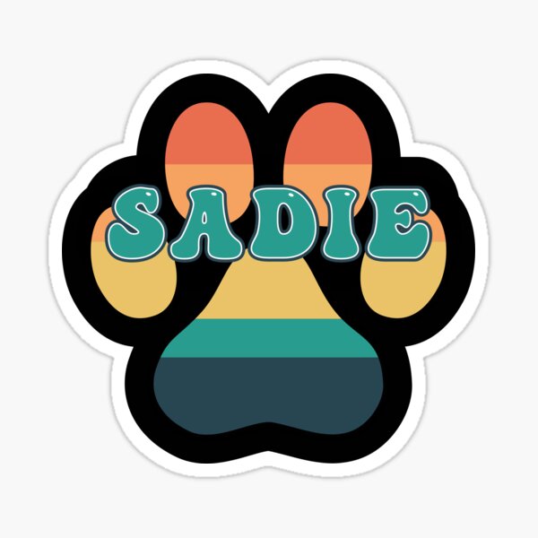 "Sadie Dog Name Vintage Sunset Paw Prints on Black - Sadie Dog Name ...