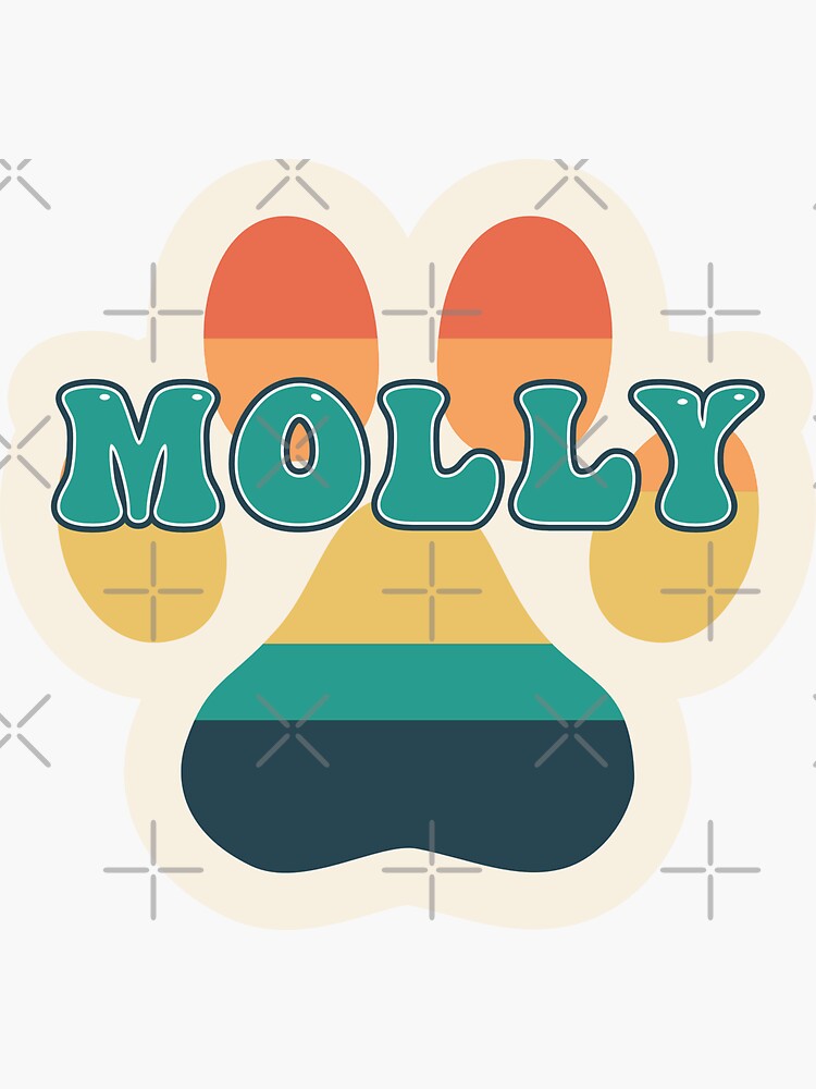 "Molly Dog Name Vintage Sunset Paw Prints on Cream - Molly Dog Name ...