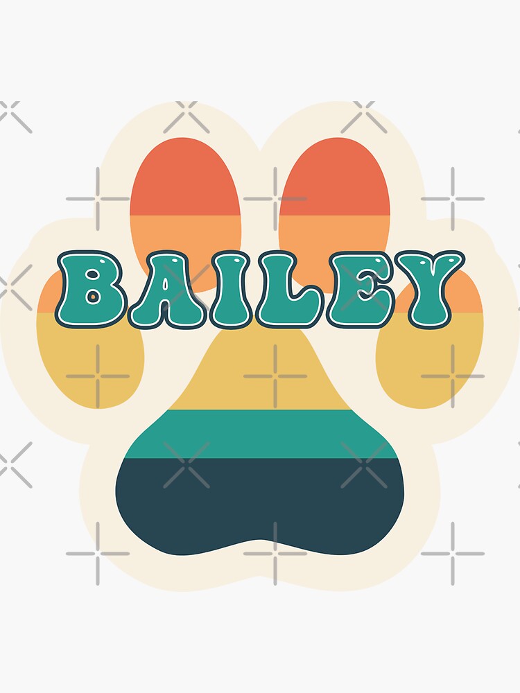 "Bailey Dog Name Vintage Sunset Paw Prints on Cream - Bailey Dog Name ...