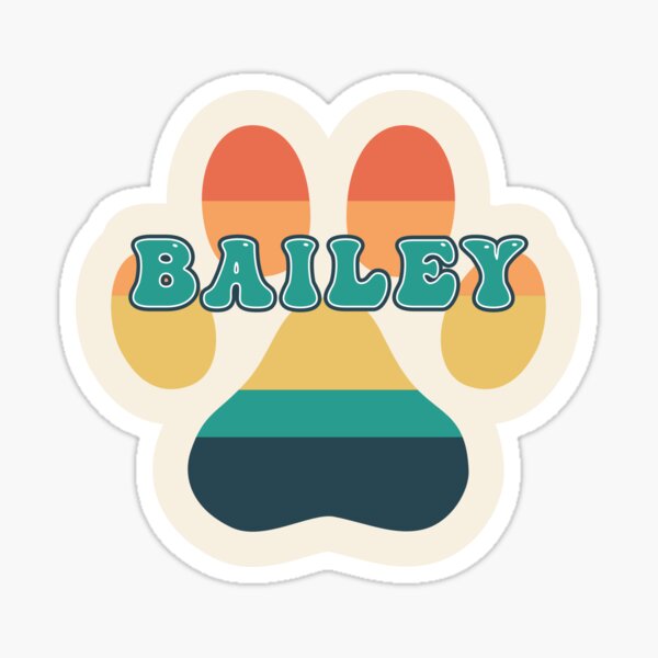 "Bailey Dog Name Vintage Sunset Paw Prints on Cream - Bailey Dog Name ...