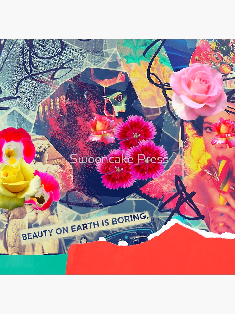 "Beauty on Earth is Boring Collage" Sticker for Sale by mistivelvet ...