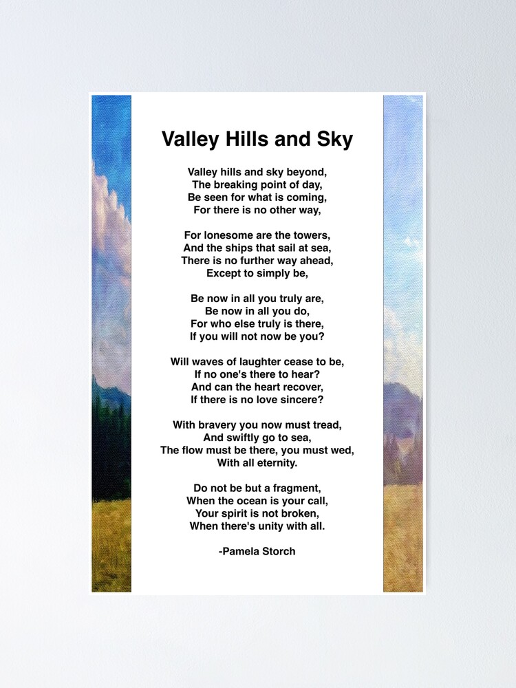 "Valley Hills and Sky Poem" Poster for Sale by PamelaStorch | Redbubble