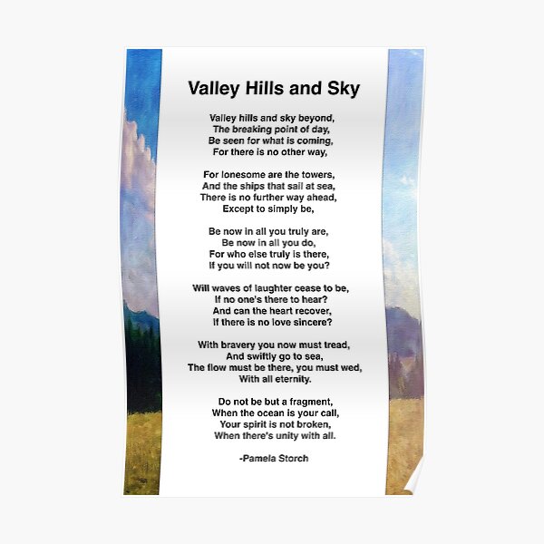 "Valley Hills and Sky Poem" Poster for Sale by PamelaStorch | Redbubble