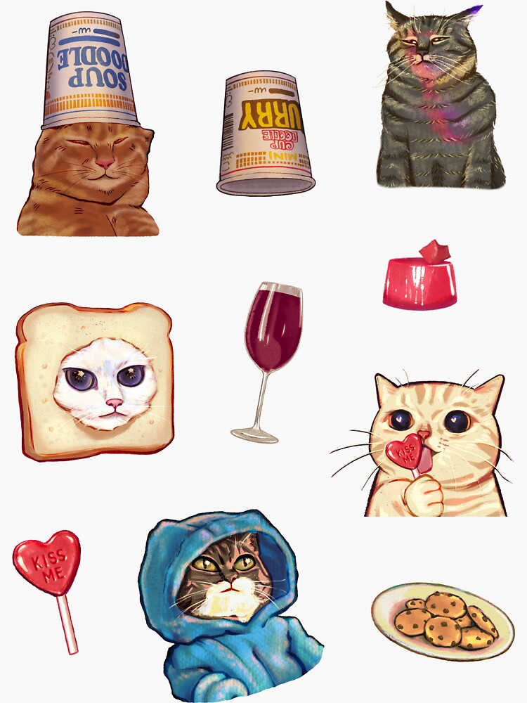 "Cute Funny Cat Memes " Sticker for Sale by catfishdrawss | Redbubble