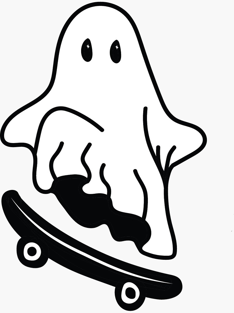 "Skater Ghost Sticker" Sticker for Sale by createcollect | Redbubble