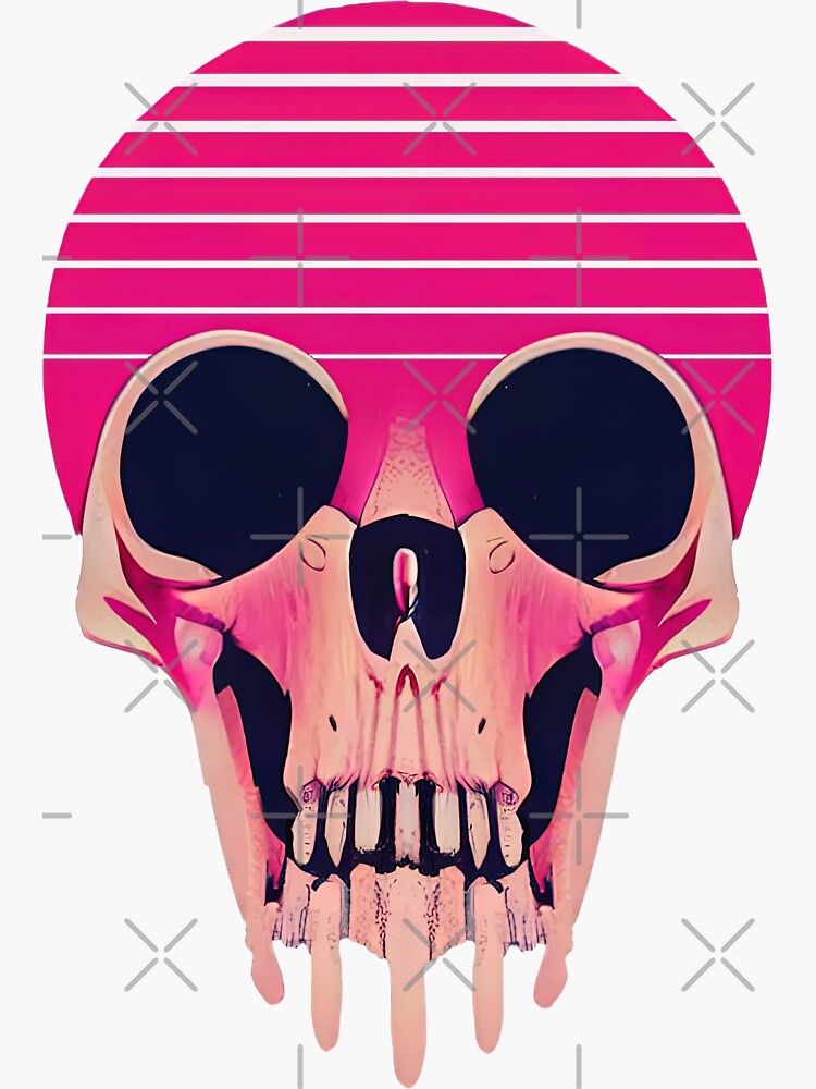 " Synthwave Sunset Skull" Sticker for Sale by ChasmicArt | Redbubble