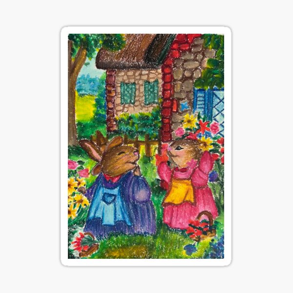 "Rabbits house " Sticker for Sale by Puifai2489 | Redbubble