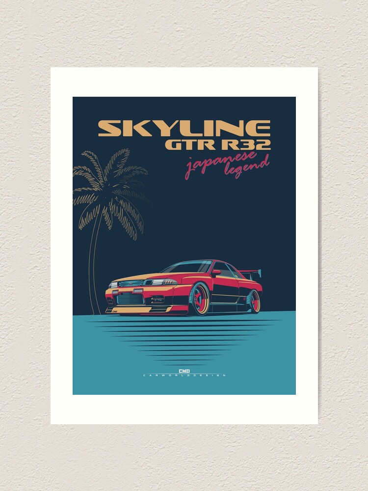 "Skyline GTR R32" Art Print for Sale by ElseWorldDesign | Redbubble